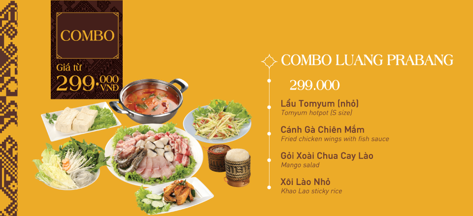 MENU SET LUNCH VÀ COMBO CHO HỆ THỐNG NHÀ HÀNG KHAO LAO MIỀN NAM